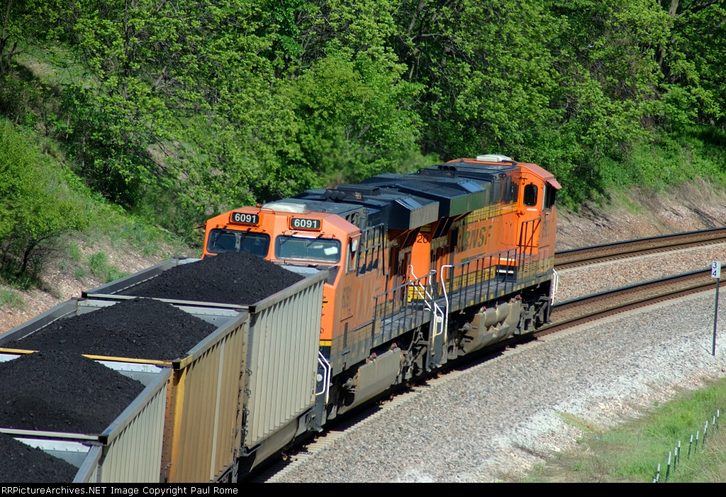 BNSF 5920 - 6091, GE ES44AC, work eastbound coal loads on BNSFs Creston Sub